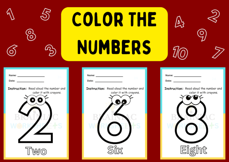 Color The Numbers from 1-10 Lkg Maths Workbook - Brainiac Worksheets