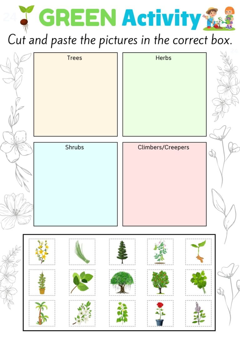 Cut And Paste Plants Activity Science Worksheet For Class 1 - Brainiac ...