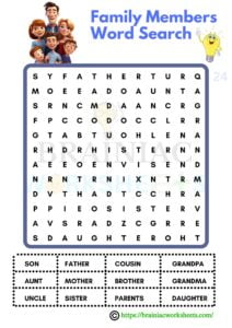 Family Members Word Search Class 2 Worksheet - Brainiac Worksheets