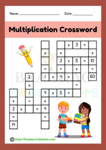 Multiplication Crossword Puzzle Maths Worksheet for Class 3 - Brainiac ...