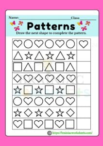 Shapes Pattern Class 1 Worksheet - Brainiac Worksheets