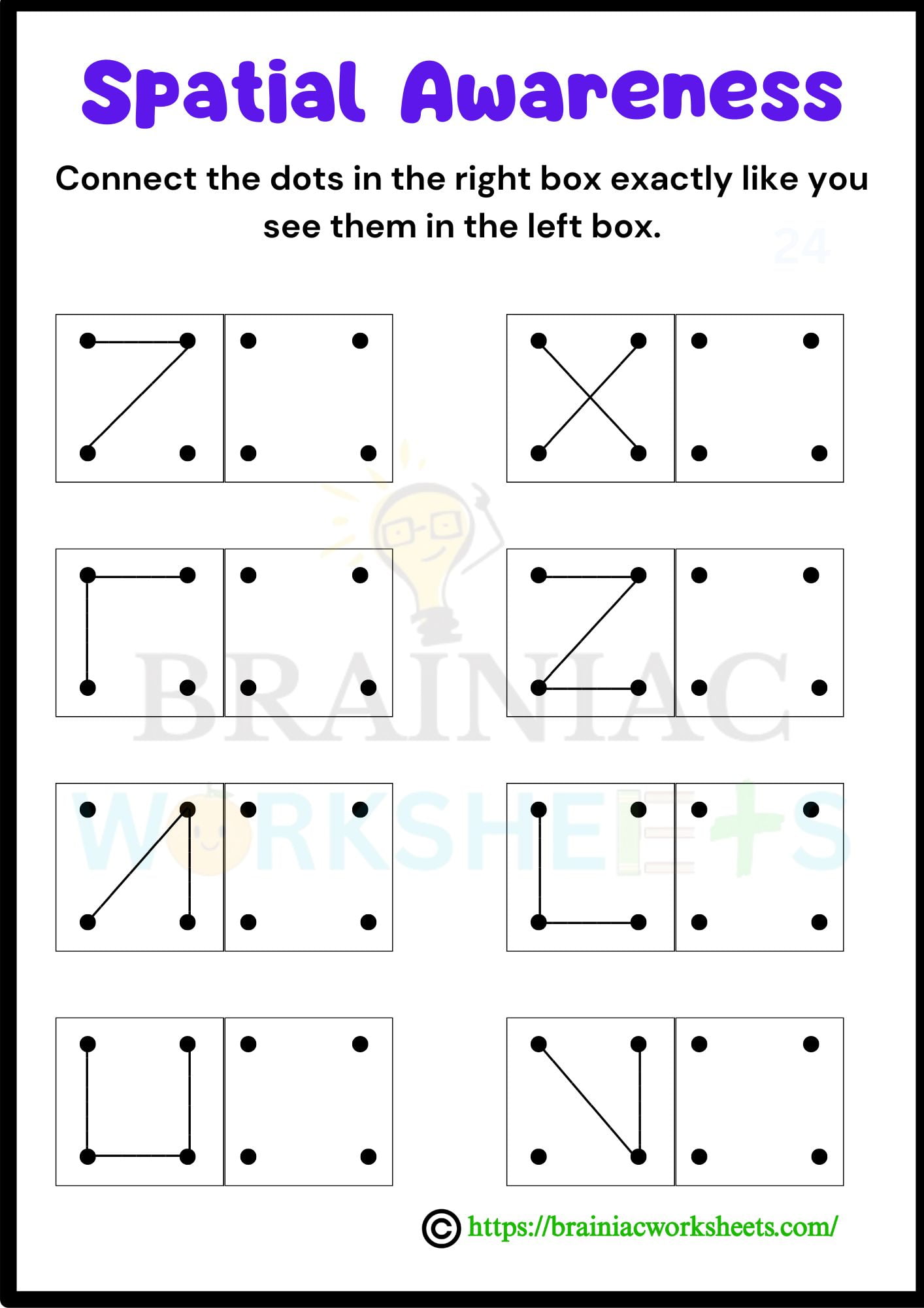 Spatial Awareness Game Ukg Worksheet - Brainiac Worksheets