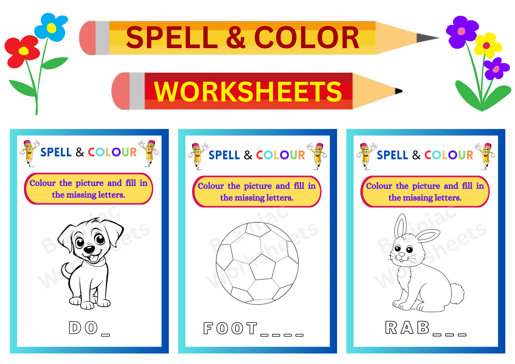 Spell and Color Workbook - Brainiac Worksheets